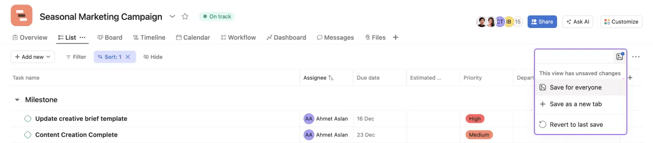 Master Task Prioritization in Asana