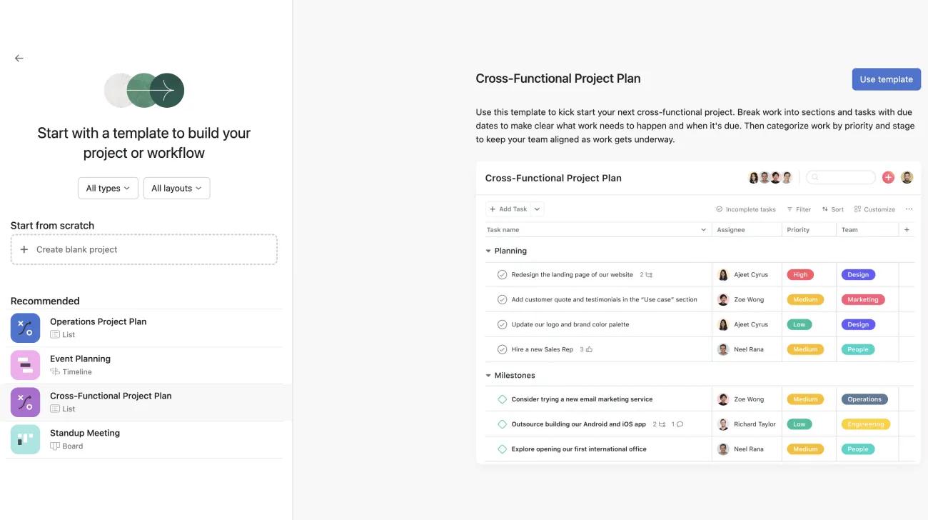 Building cross-functional workflows in Asana