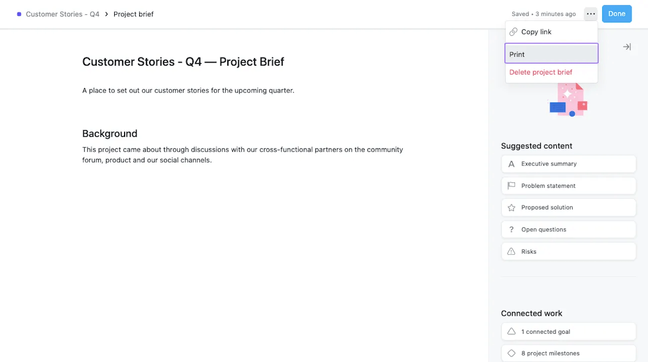 Project overview tab