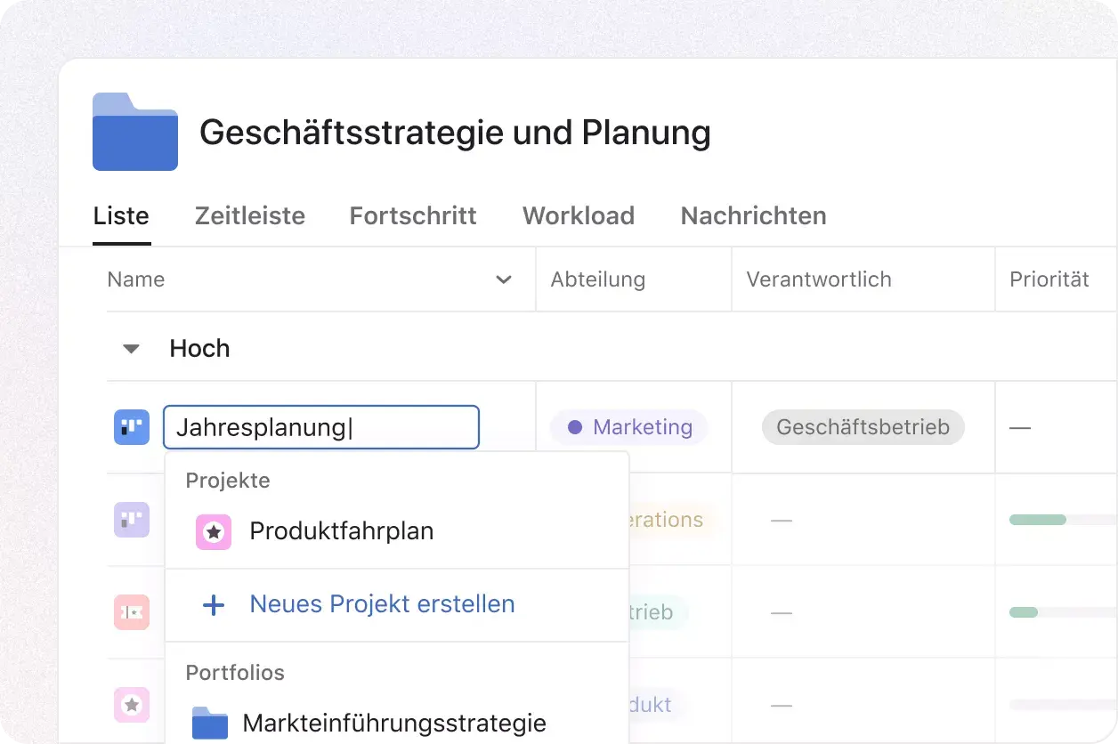 Entdecken Sie die Portfolio-Funktion von Asana, um mehrere Projekte ...