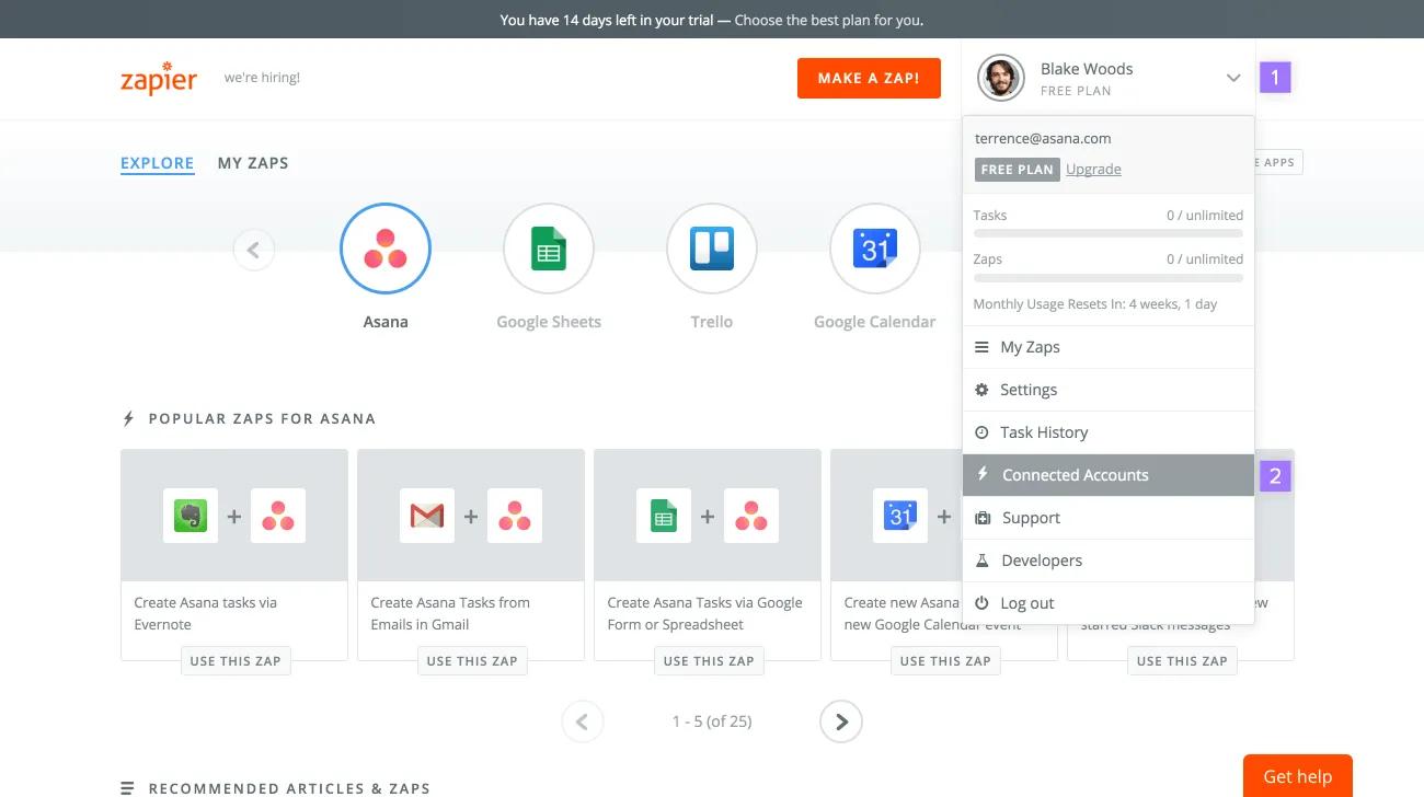 Zapier y Asana