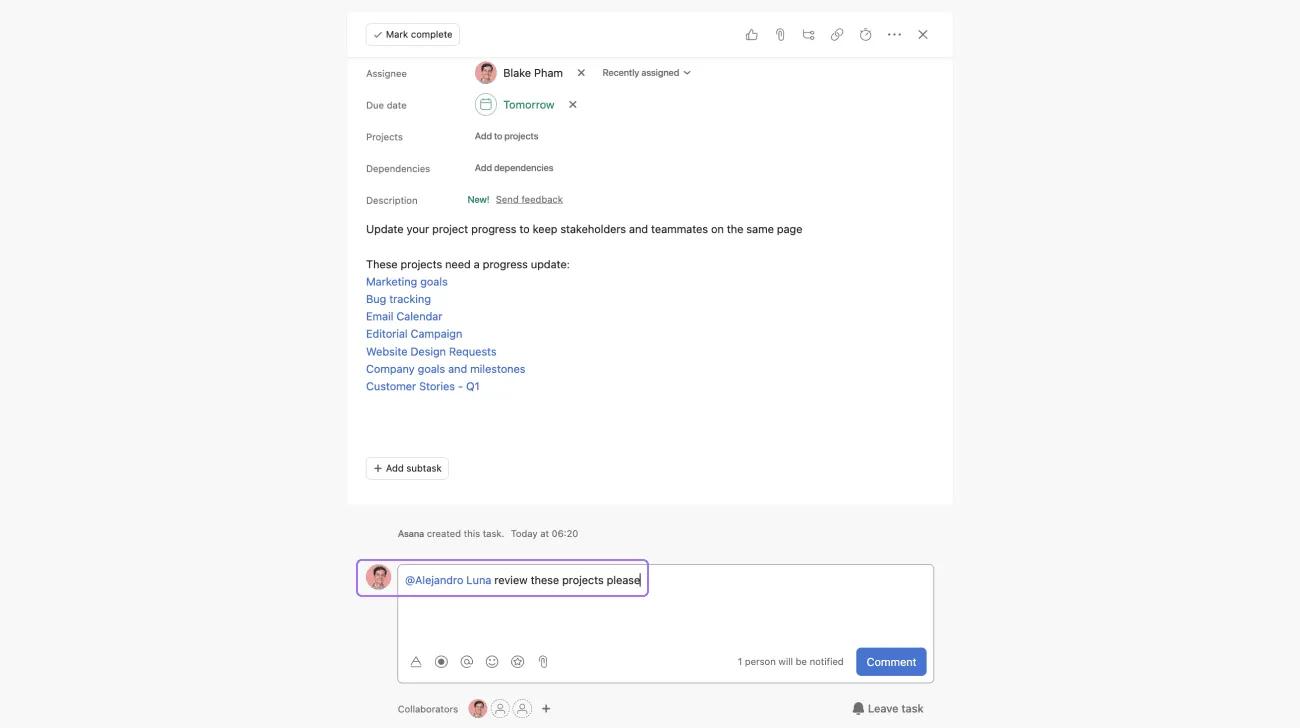 Text formatting in Asana