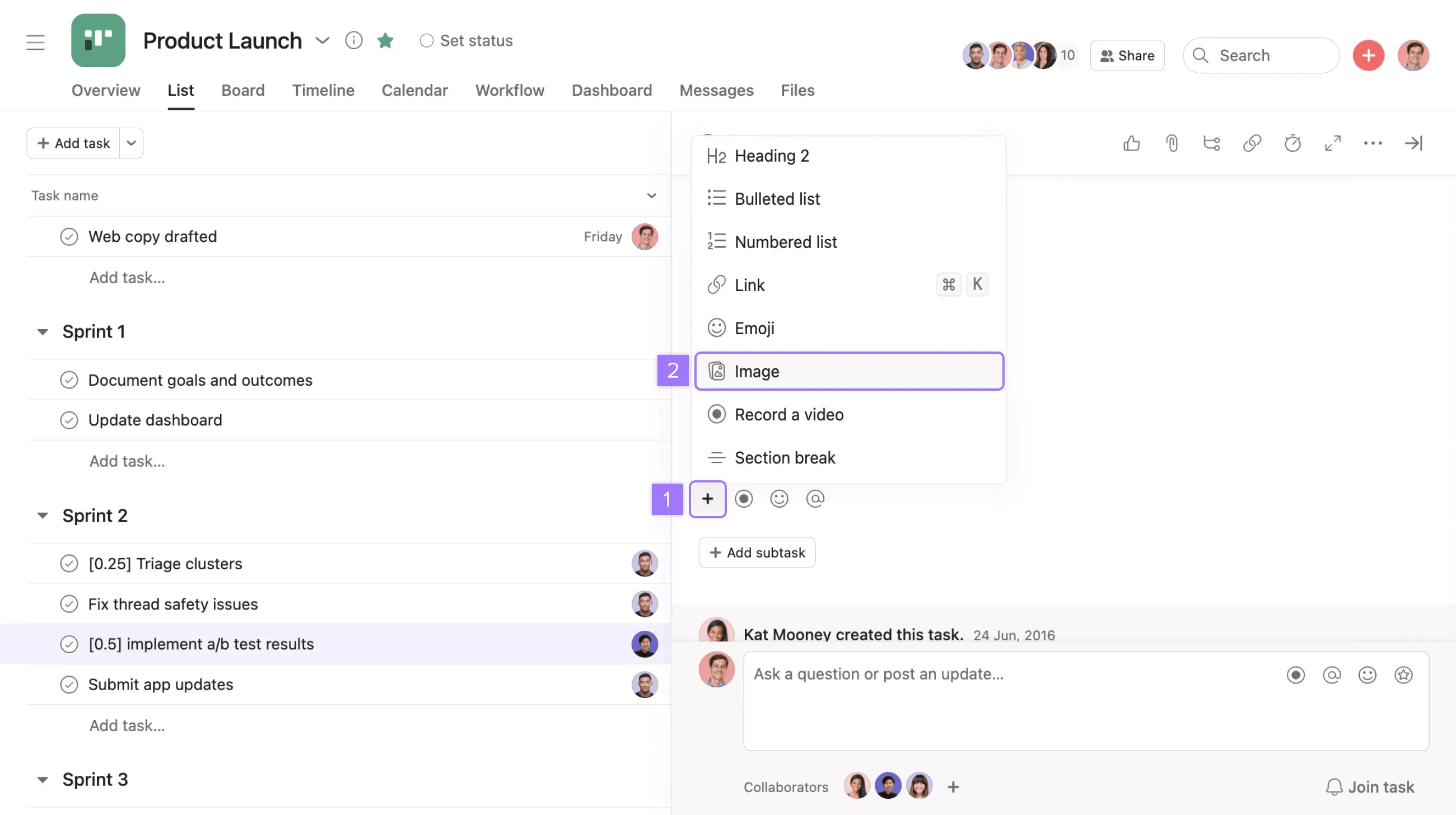 Text formatting in Asana