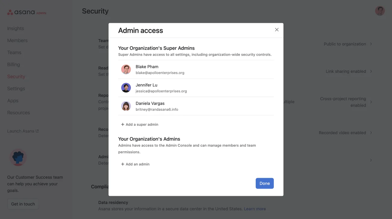 Admin security controls