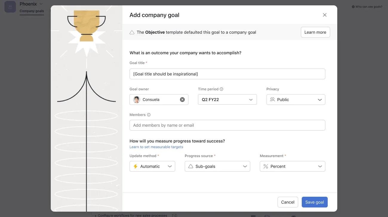 Goal types and templates