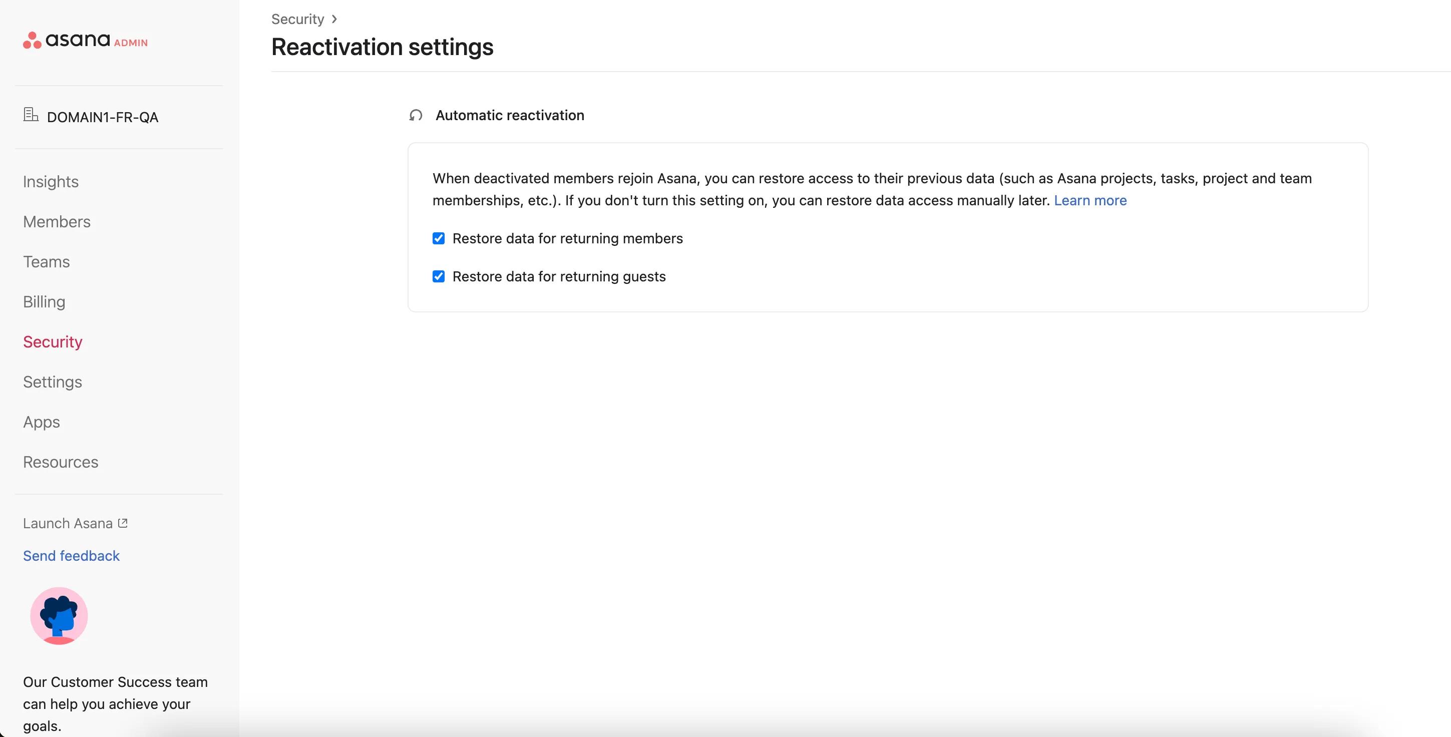 Managing members in an organization