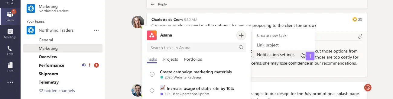 Microsoft Teams and Asana integration