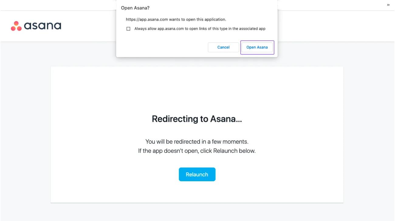 Desktop-App von Asana