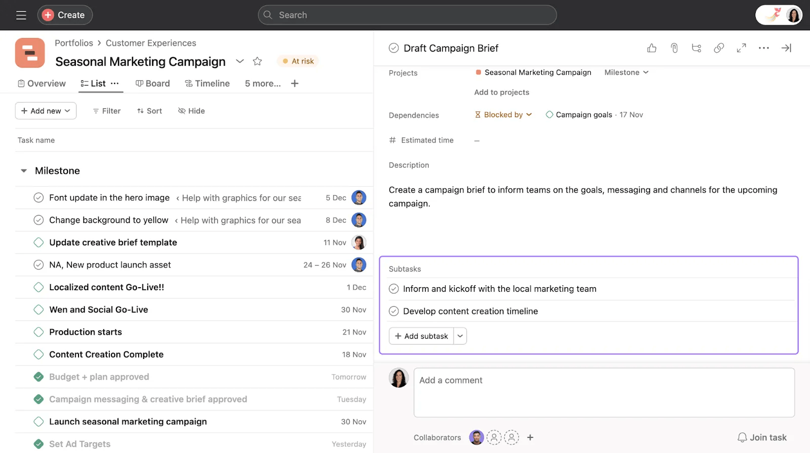 Different Types of Tasks in Asana