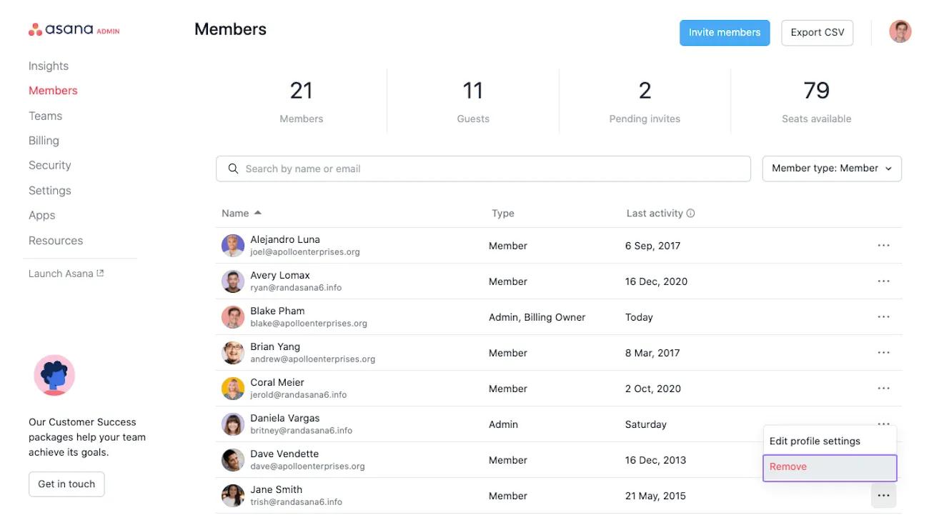Managing members and teams in a division