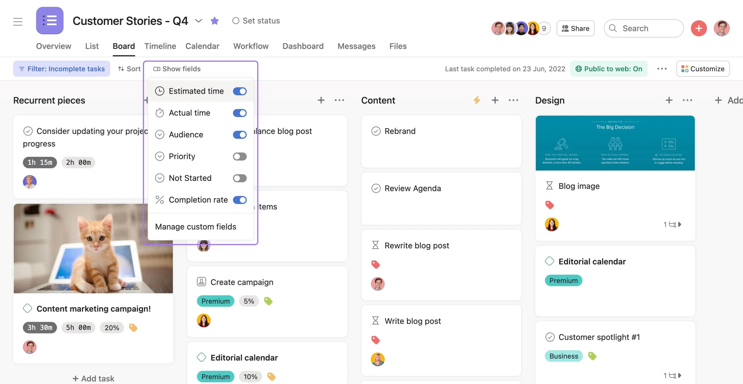 Filtering and sorting custom fields