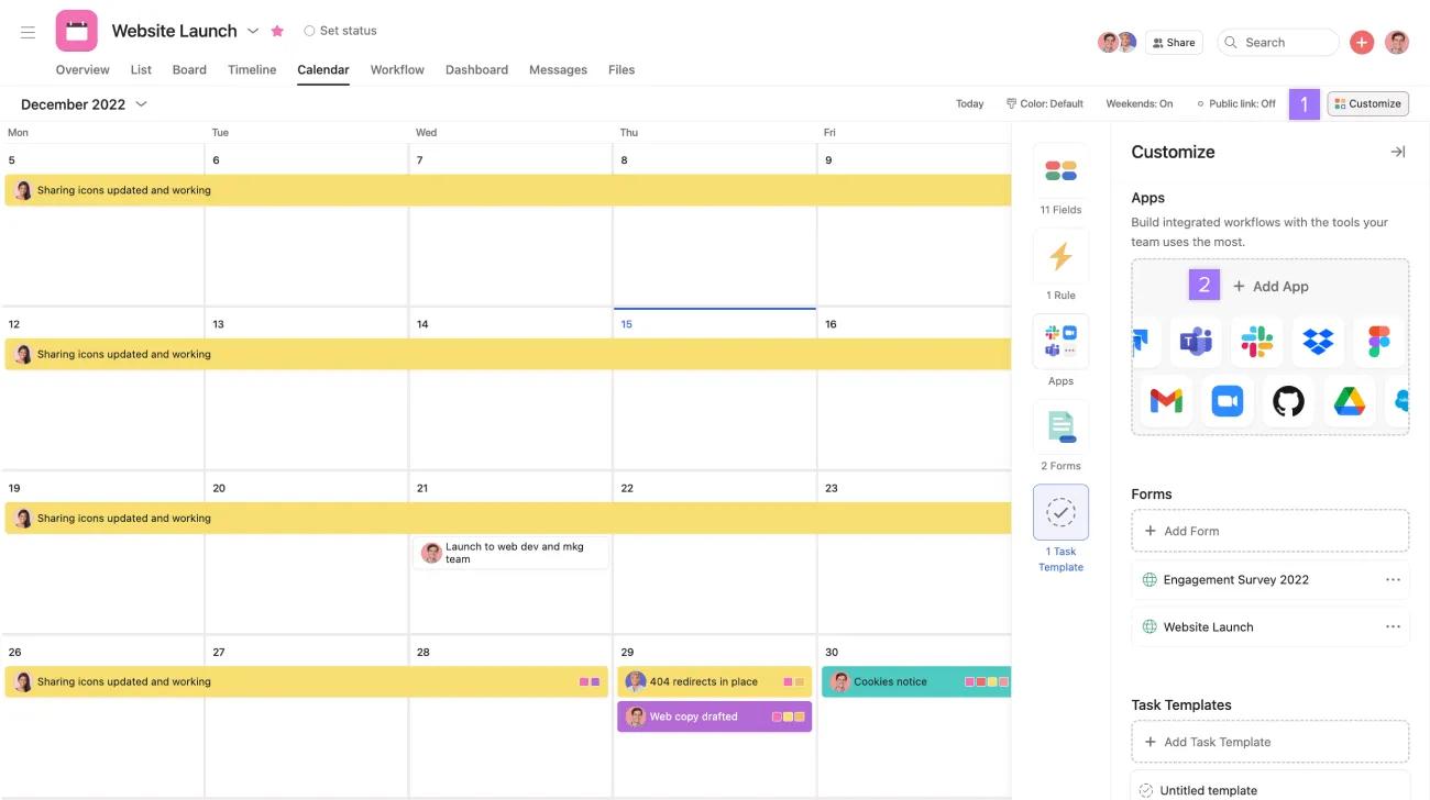 Intégration GitHub et Asana